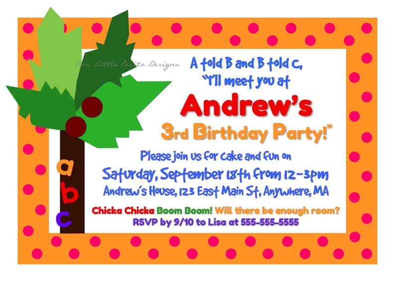Chicka Chicka Boom Boom Birthday Party Invitation Digital Download ...
