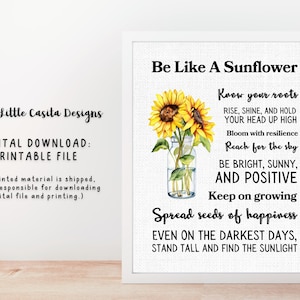 Be Like A Sunflower Inspirational Print: Rustic Farmhouse Art, Wisdom ...