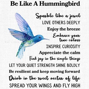 Be Like A Hummingbird Inspirational Art Print: Motivational Quote ...
