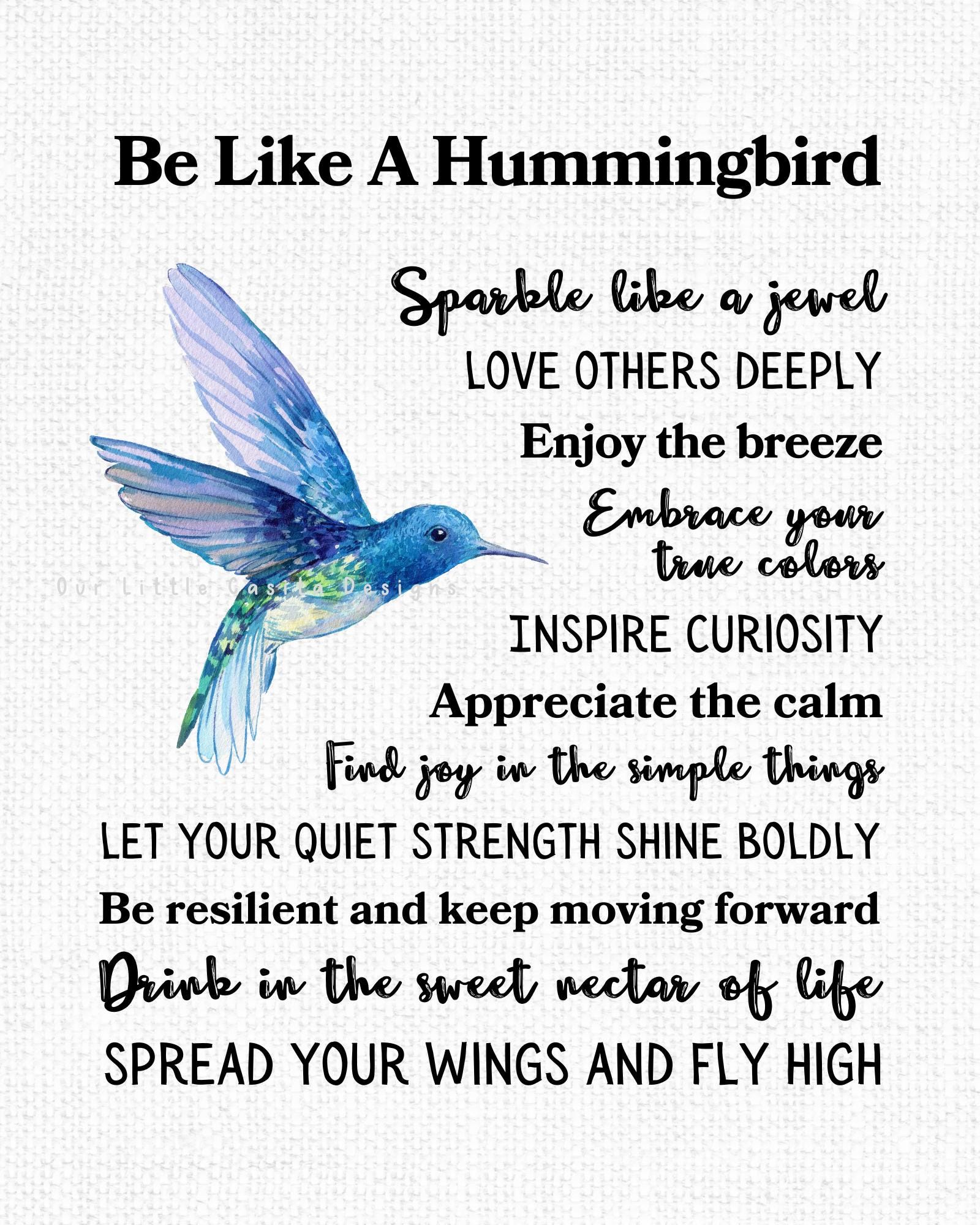 Be Like A Hummingbird Inspirational Art Print: Motivational Quote ...