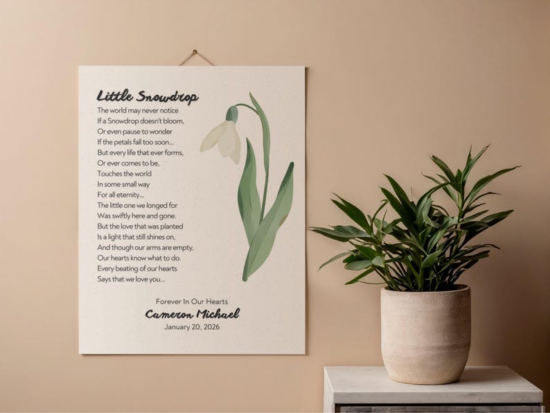 Personalized Little Snowdrop Remembrance Poem Print: Pregnancy Loss ...