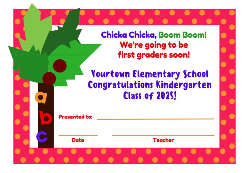 Chicka Boom Graduation Diploma: ABC Coconut Tree Preschool Kindergarten ...