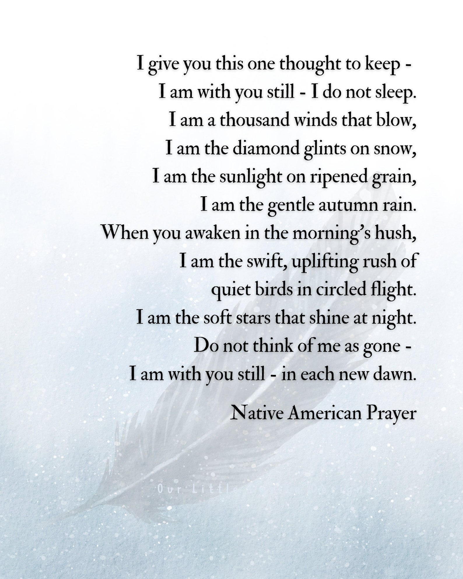Native American Prayer Grief Remembrance Poem Digital Download 8x10 ...