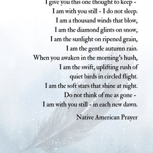 Native American Prayer Poem Print: Sympathy Gift, Grief Remembrance ...