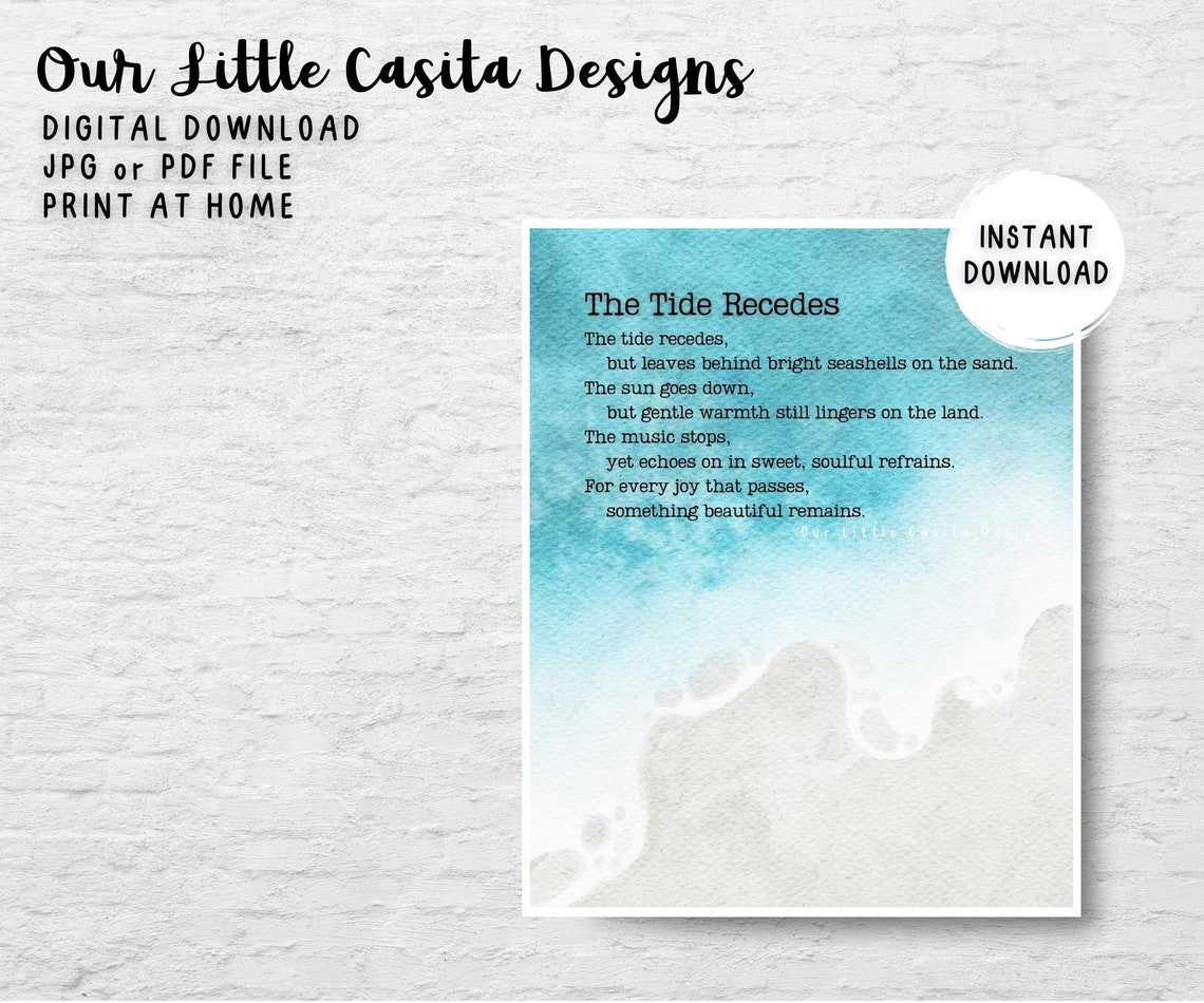 The Tide Recedes Remembrance Wall Art Digital Download 8x10 11x14 ...