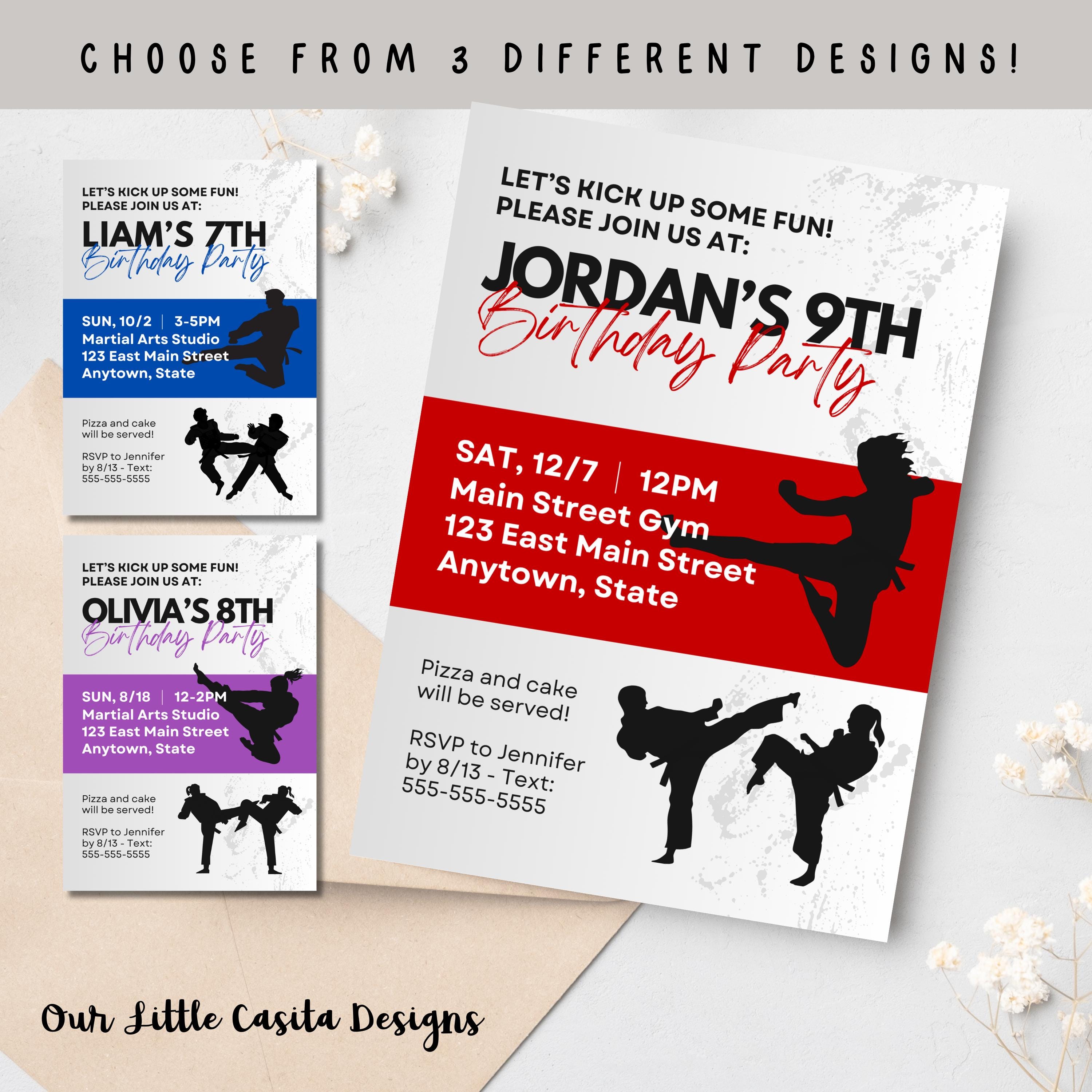 Taekwondo Martial Arts Birthday Party Invitation: Kick Punch Ninja ...