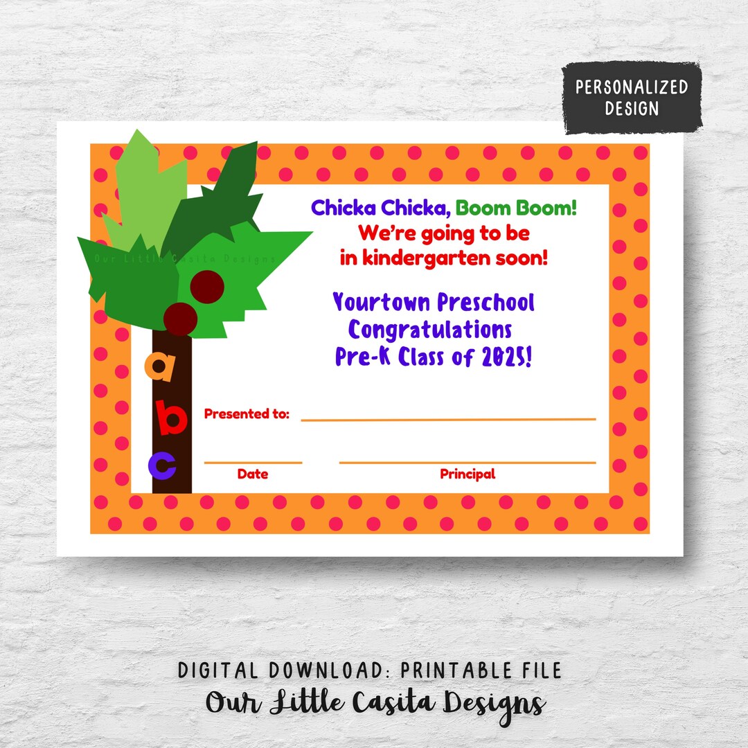 Chicka Boom Graduation Diploma, ABC Coconut Tree (digital Download) - Etsy