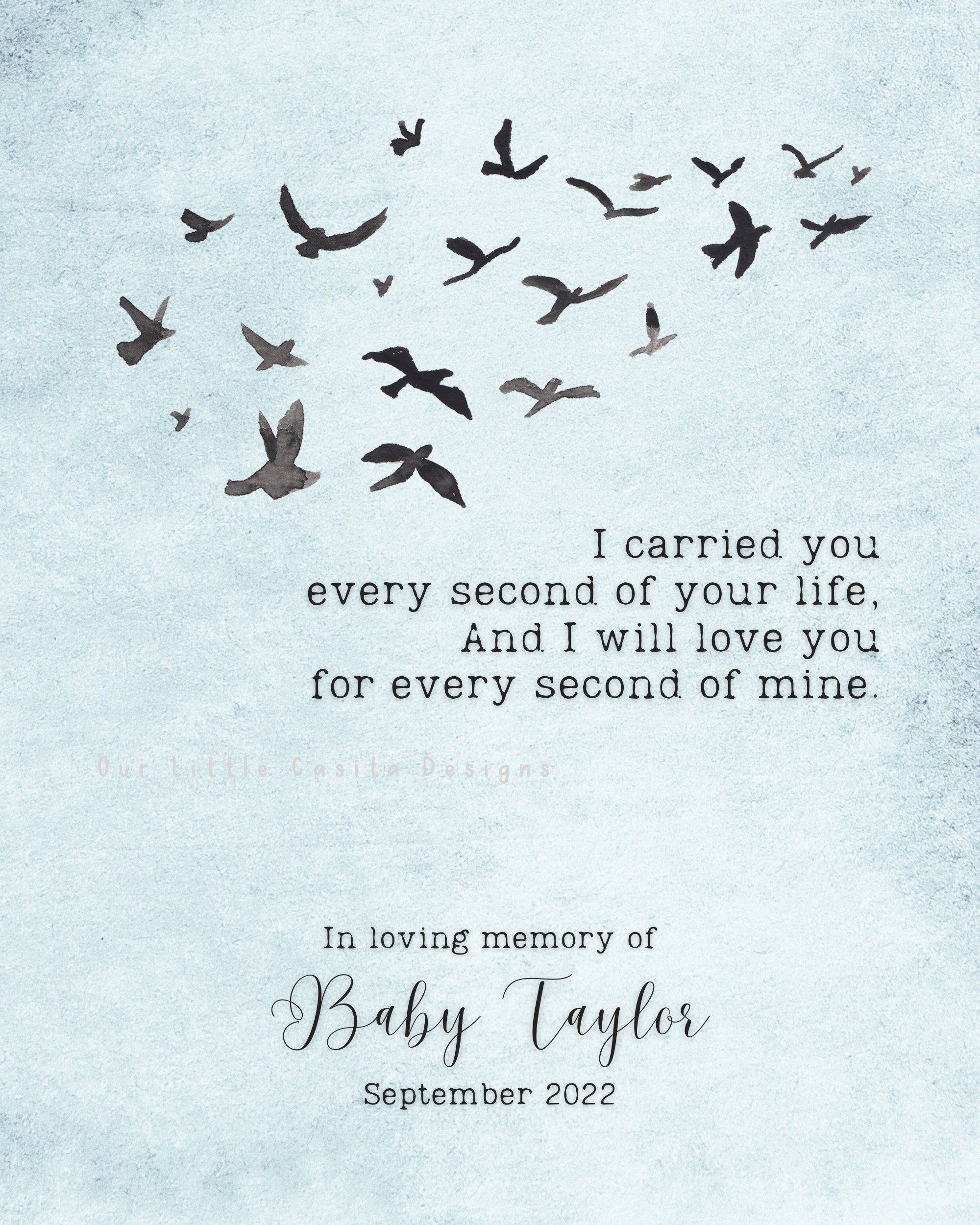 I Carried You Every Second Remembrance Quote 8x10 Digital Download ...