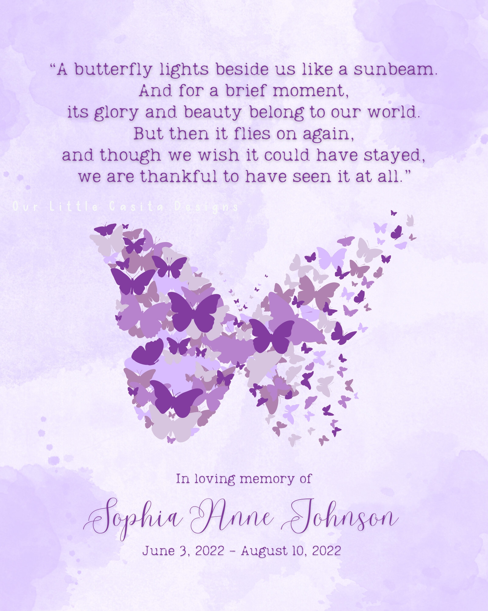 Butterfly Remembrance Quote 8x10 Digital Download, Personalized ...