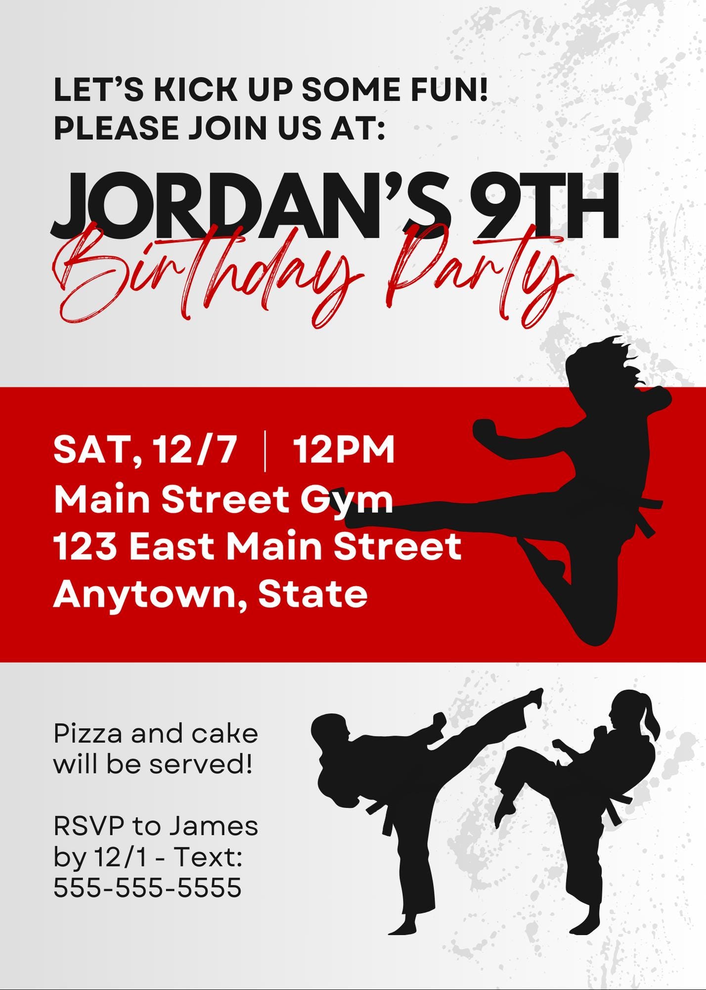 Taekwondo Martial Arts Birthday Party Invitation: Kick Punch Ninja ...