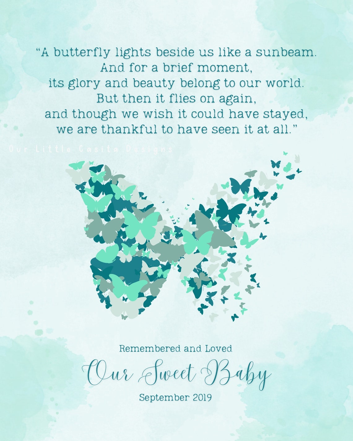 Butterfly Remembrance Quote 8x10 Digital Download, Personalized ...