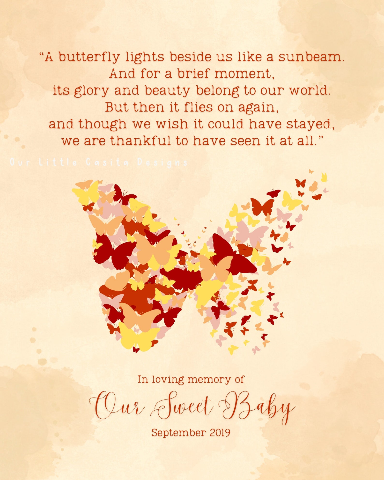Butterfly Remembrance Quote 8x10 Digital Download, Personalized ...