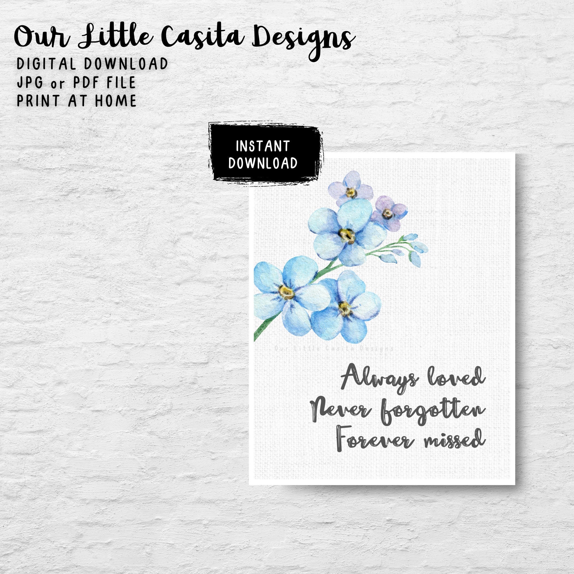 Forget Me Not Remembrance Quote 8x10 Digital Download Printable File ...