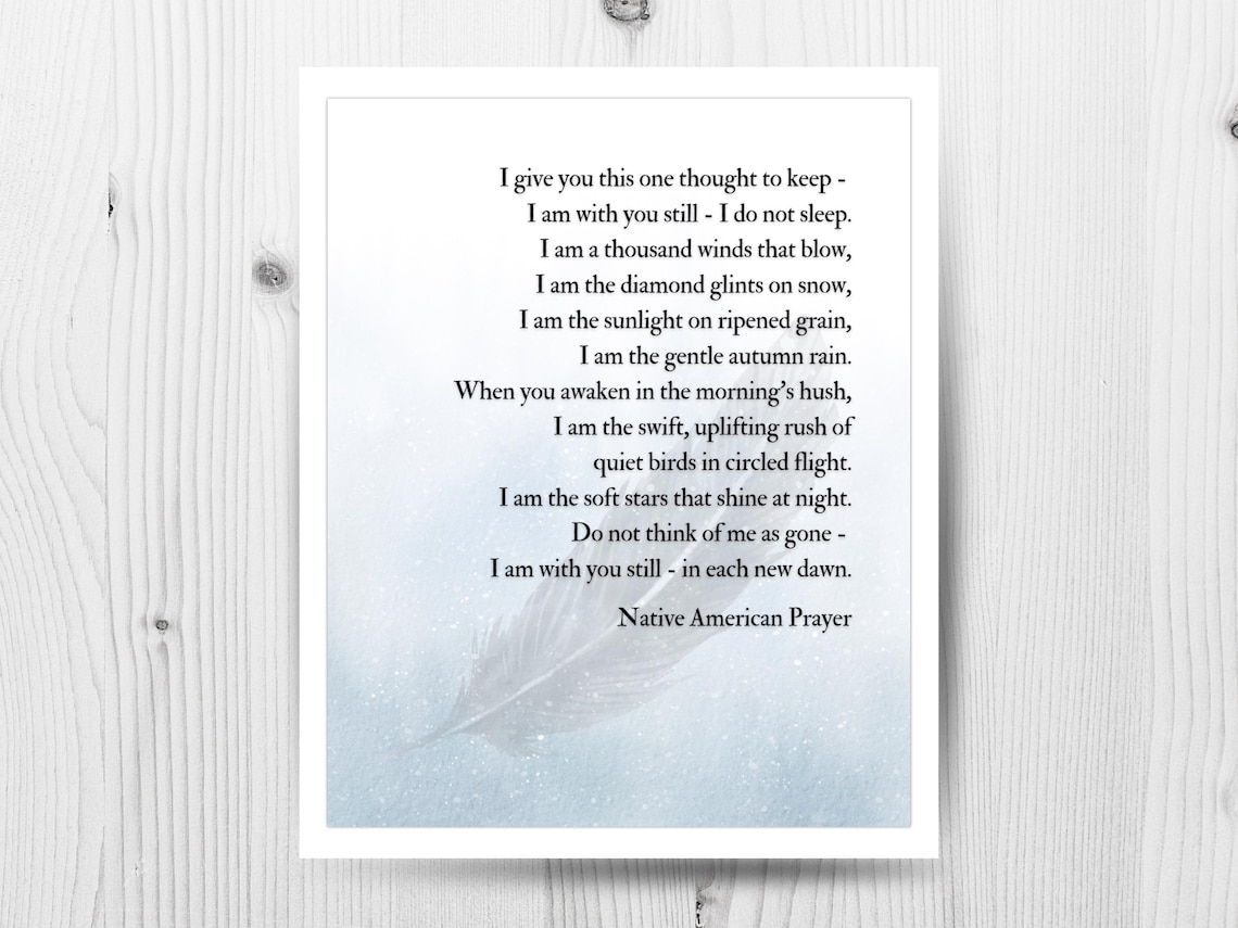 Native American Prayer Poem Print: Sympathy Gift, Grief Remembrance ...