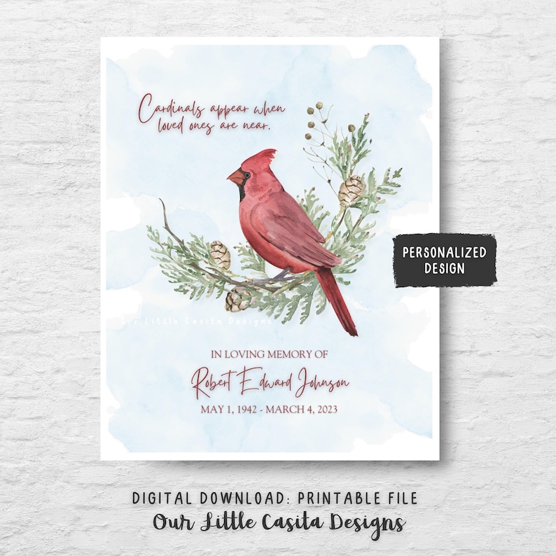 Cardinals Appear When Loved Ones Are Near Remembrance Quote 8x10 ...