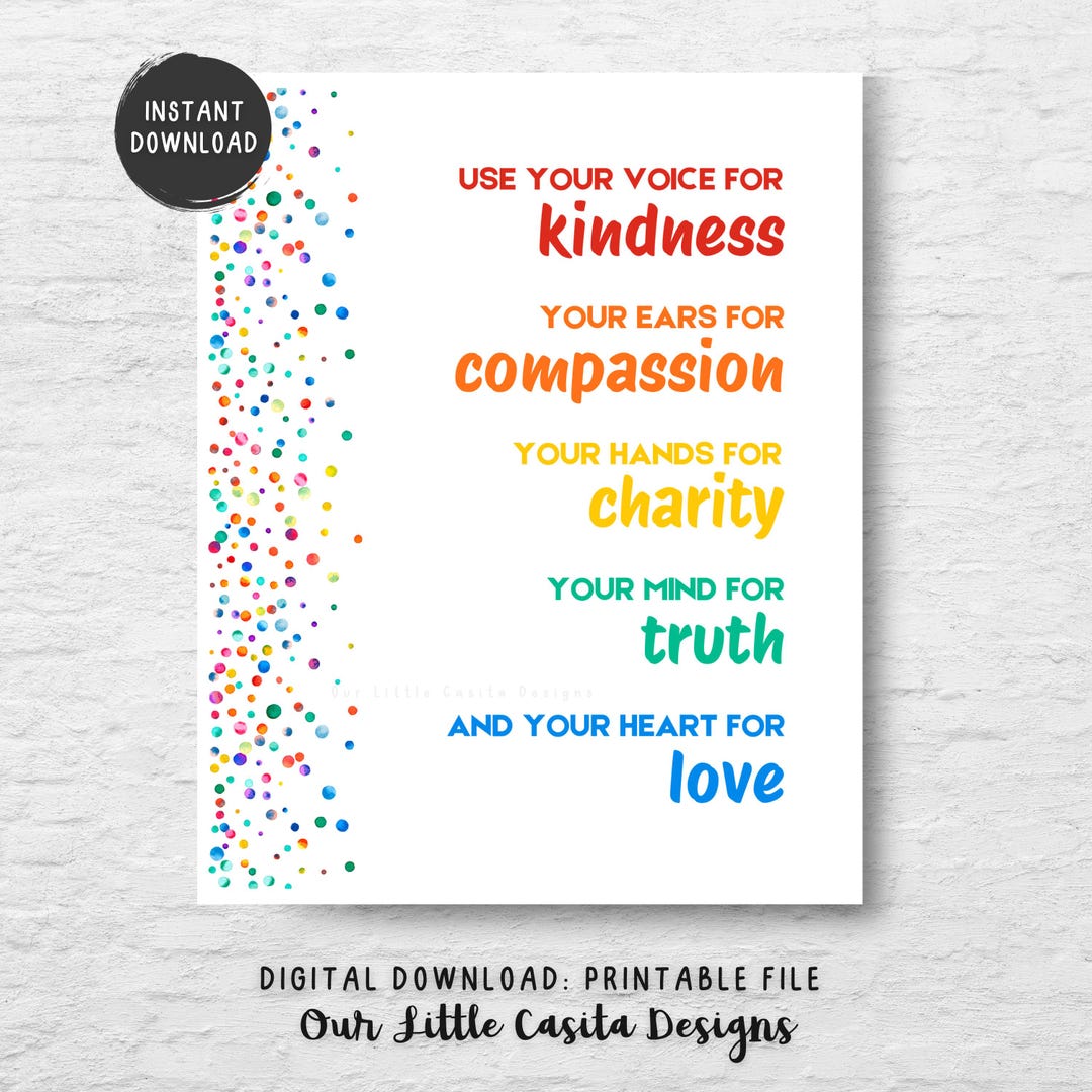 Kindness Poster 8x10 Digital Download, Classroom Kindness Sign ...