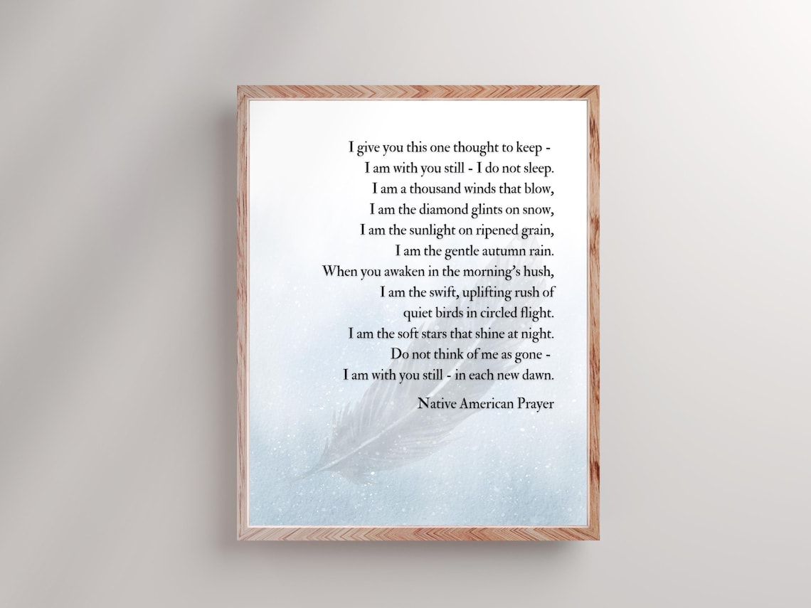 Native American Prayer Poem Print: Sympathy Gift, Grief Remembrance ...