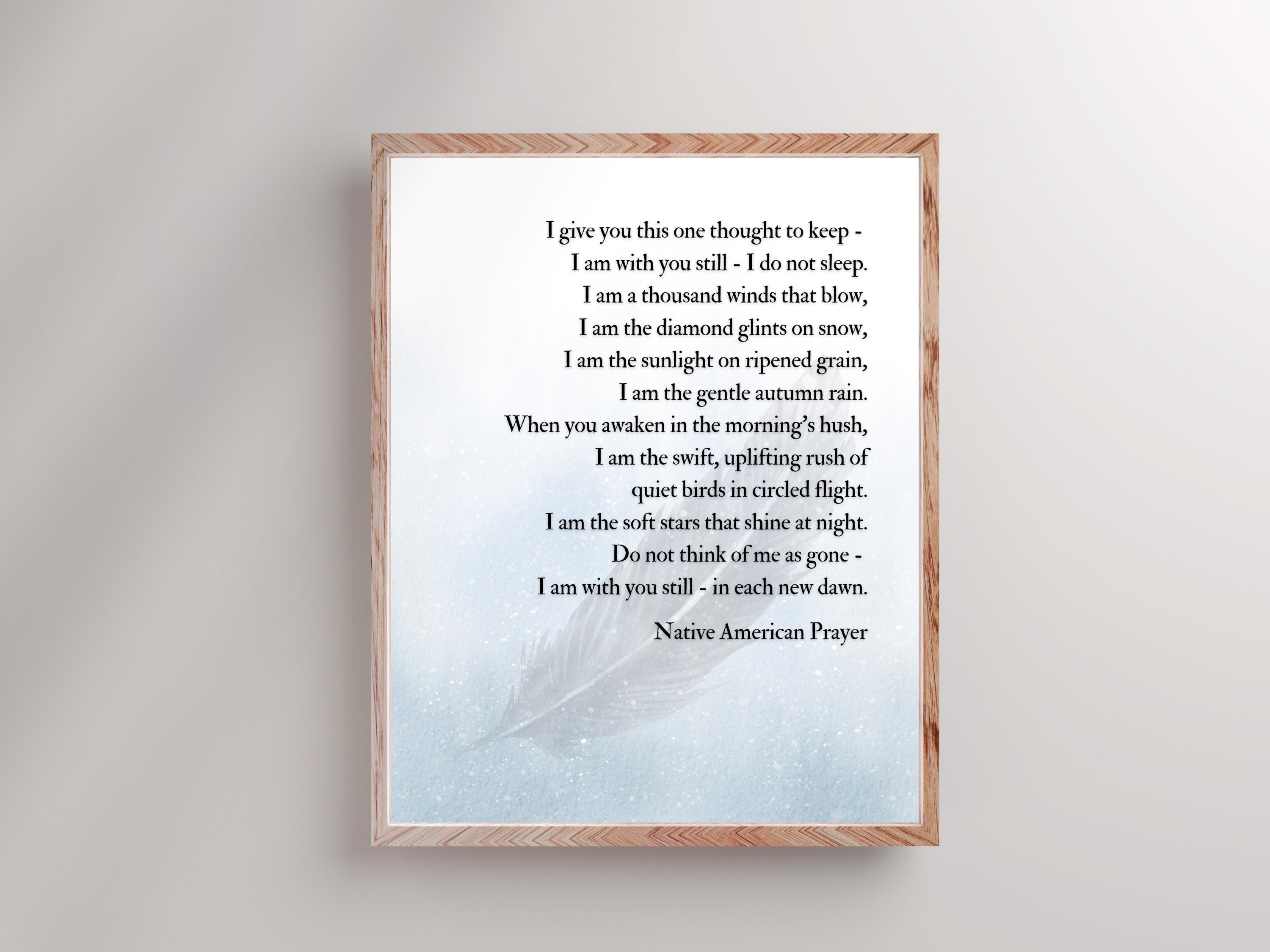 Native American Prayer Poem Print: Sympathy Gift, Grief Remembrance ...