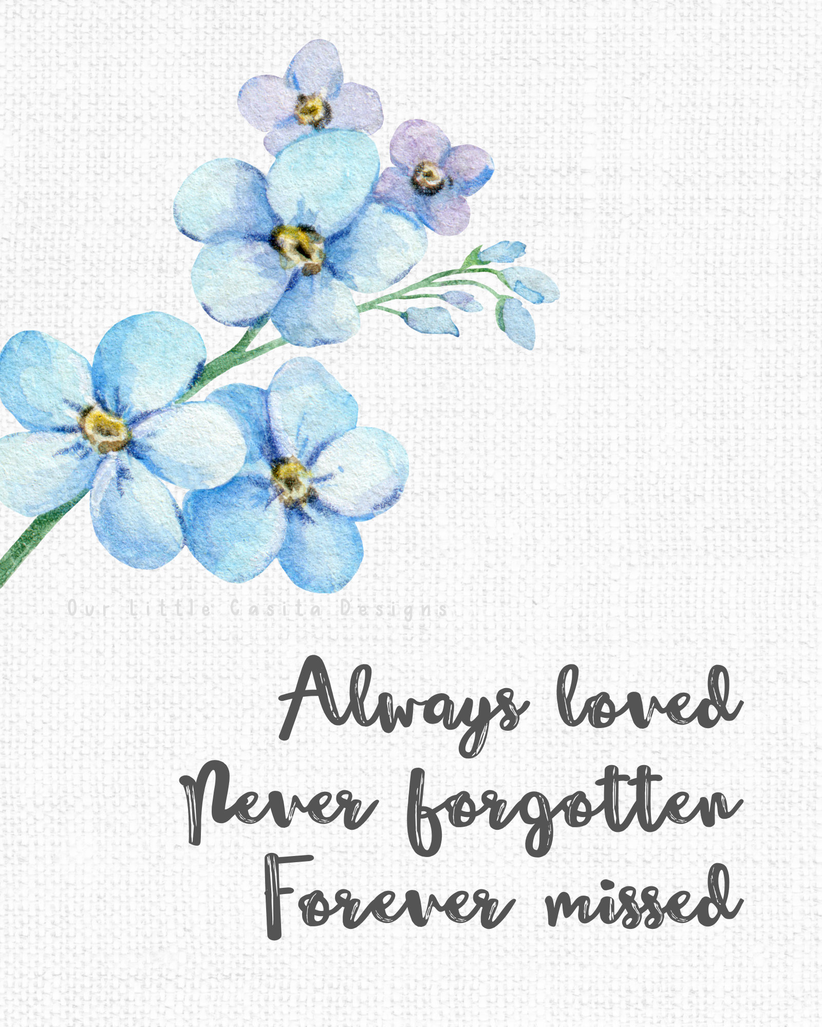 Forget Me Not Remembrance Quote 8x10 Digital Download Printable File ...