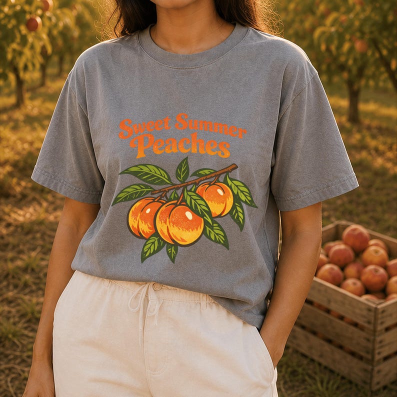 Sweet Summer Peaches Graphic Tee, Vintage Fruit Lover Shirt - Etsy