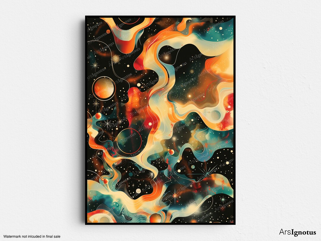 Galactic Dreamscape Printable Art, Mid Century Modern, Vintage, Retro ...