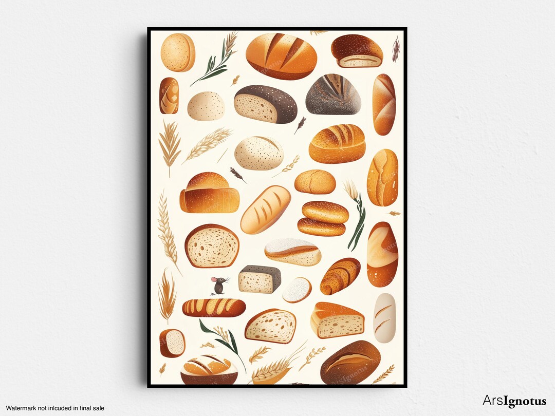 An Illustrated Guide to Loaves Printable Art, Mid Century Modern ...