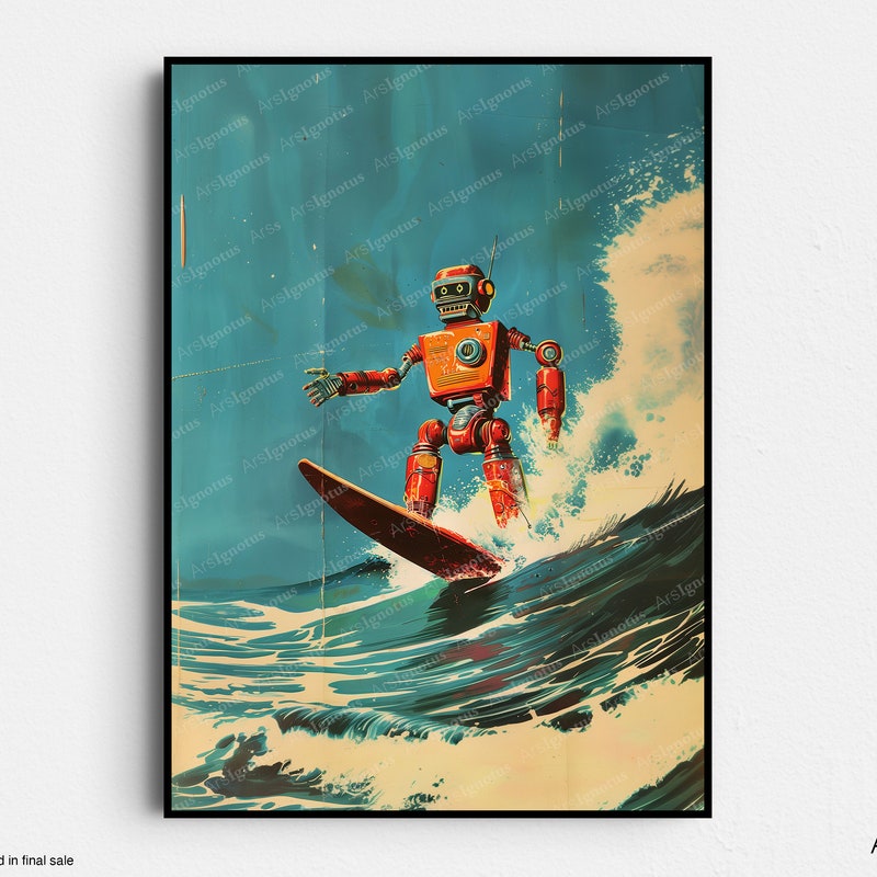 Robot on Beach Wall Art - Etsy Canada