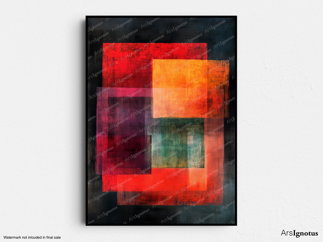 Rhythmic Squares Printable Art, Mid Century Modern, Vintage, Retro Wall ...