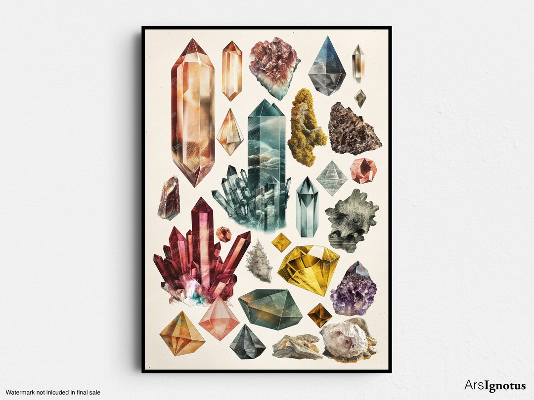 Gems of the Earth Printable Art, Vintage, Retro Wall Art Digital ...