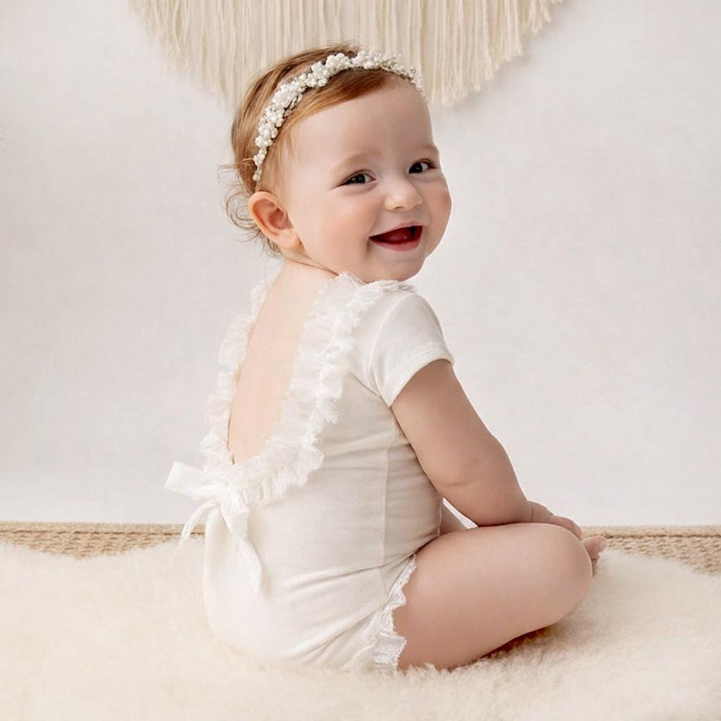 Low Back Toddler Romper Outfit – Open Back Baby Girl Outfit, 1st ...