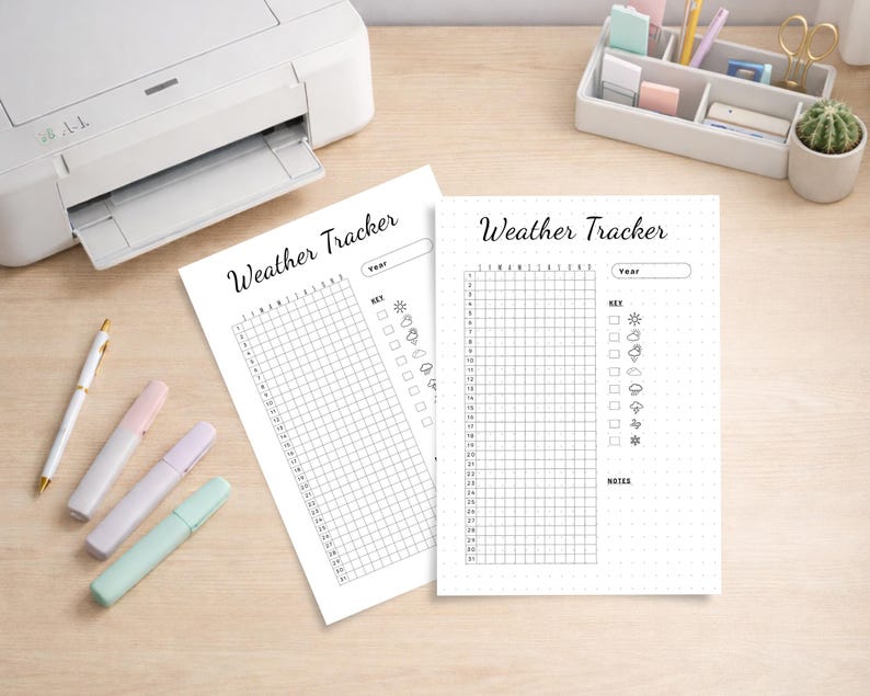 Weather Tracker Printable PDF, Yearly Weather Log, Climate Tracker A4 ...