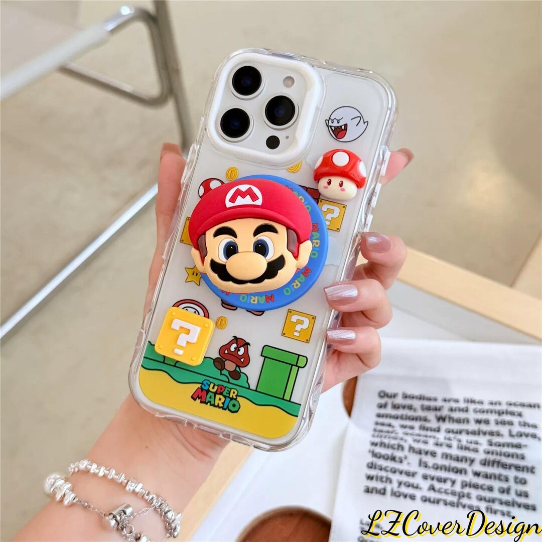 Cute Super Mario 3D Popsocket Magsafe Case for iPhone 17/16/15 Promax ...