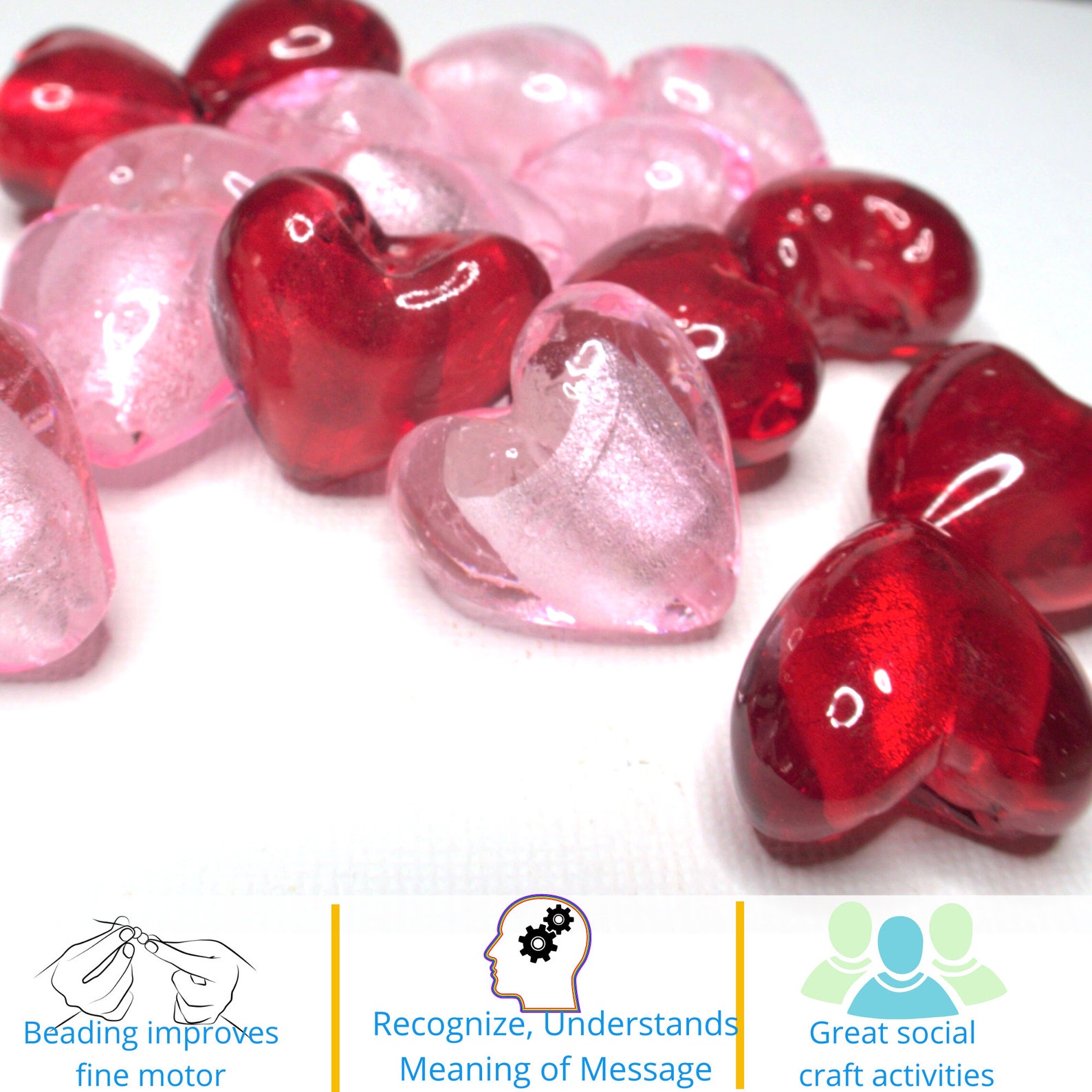 Heart Beads for Necklace, Lampwork Beads Heart, Love Valentine Mother's ...