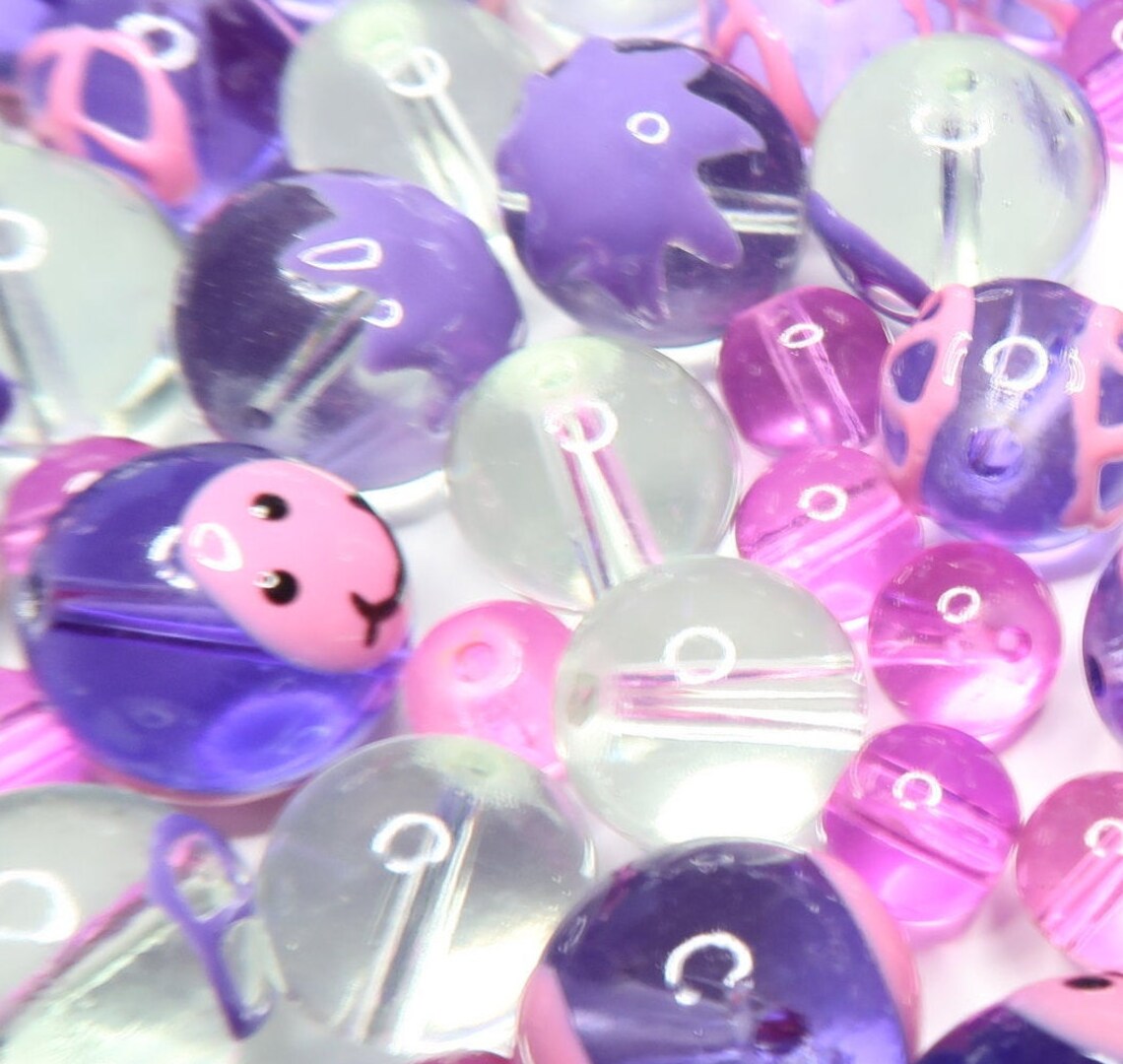 Purple Glass Beads Bulk For Bracelet Jewelry Making Smiley | Etsy