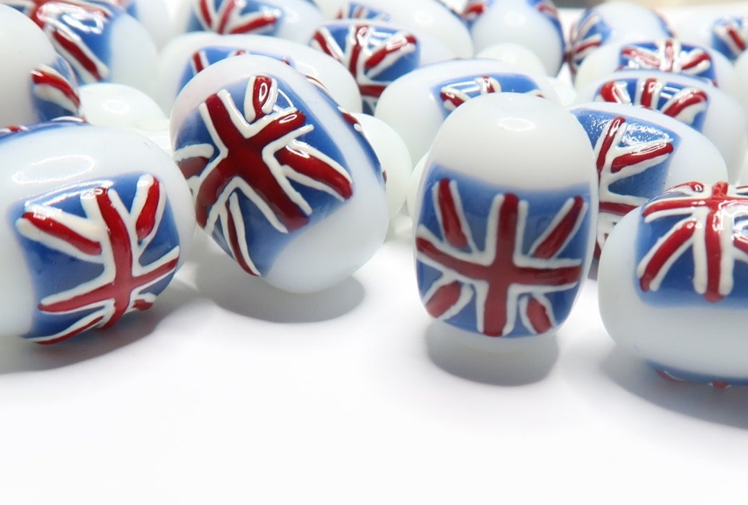Great Britain Country Flag Beads, Glass Beads for Bracelet, UK British ...