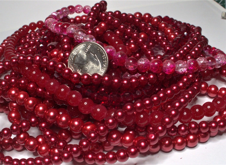 Glass Beads Bulk - Red Round Beads for Jewelry Bracelet Making - Glass ...