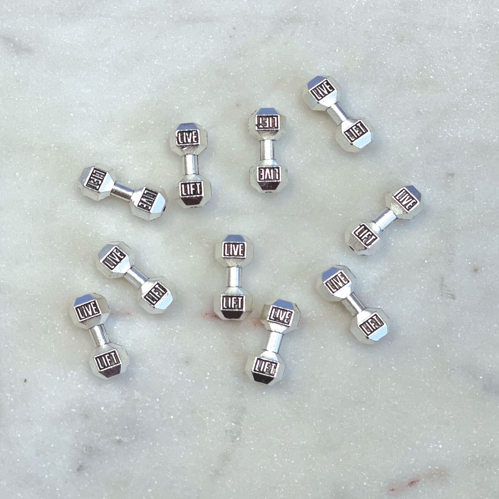 Dumbbell Barbell Charm Beads Fitness Miniature Connector - Etsy