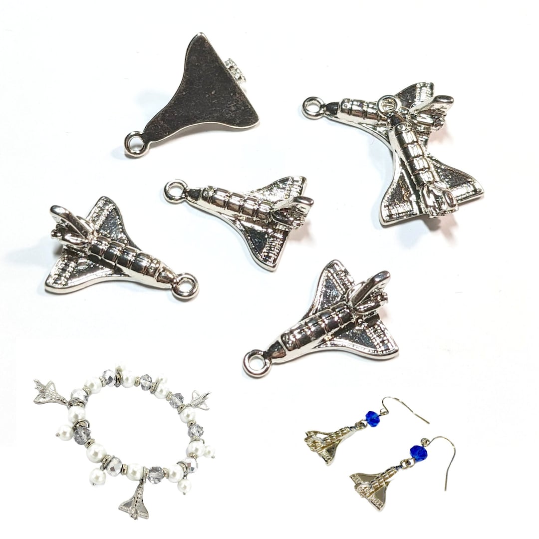Spaceship Charm, Space Shuttle Rocket Ship Charm Findings Pendant for ...