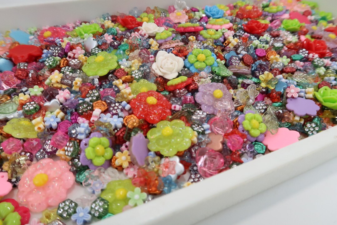 Flower Beads Bulk for Jewelry Craft Making, Plastic Acrylic Beads ...