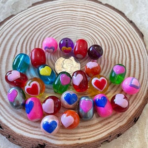 Hearts Beads for Bracelet Necklace Glass Beads Bulk, Heart Love Pink ...