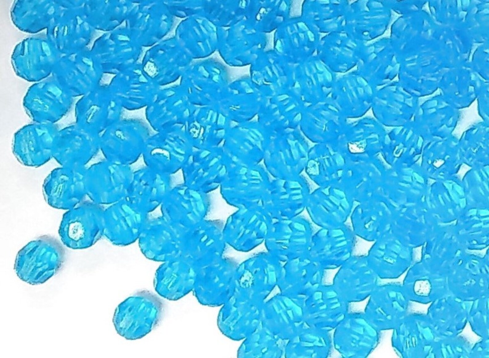 Beads for Jewelry Making - Aqua Blue Plastic Faceted Round Beads - 6mm ...