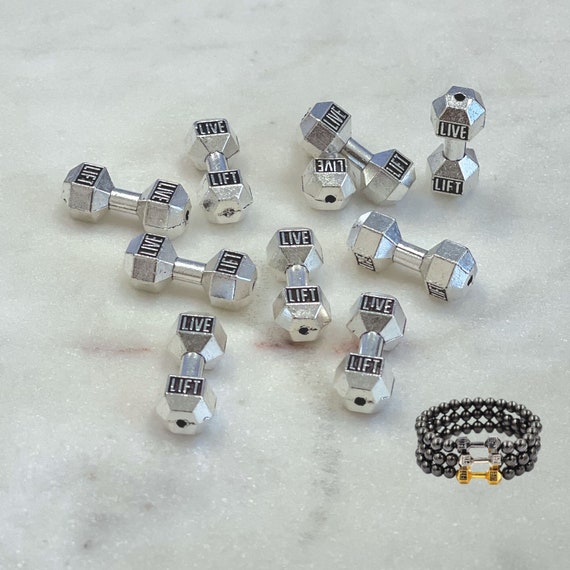 Dumbbell Barbell Charm Beads Fitness Miniature Connector - Etsy