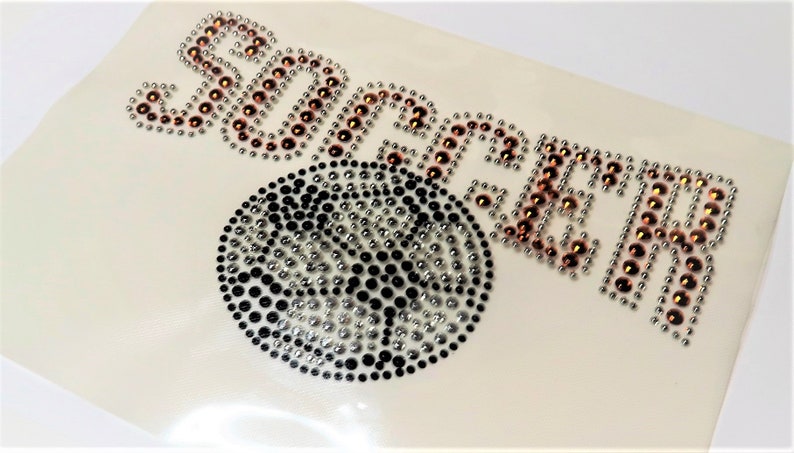 Soccer Ball Hotfix Rhinestones Heat Transfer Iron on Black - Etsy