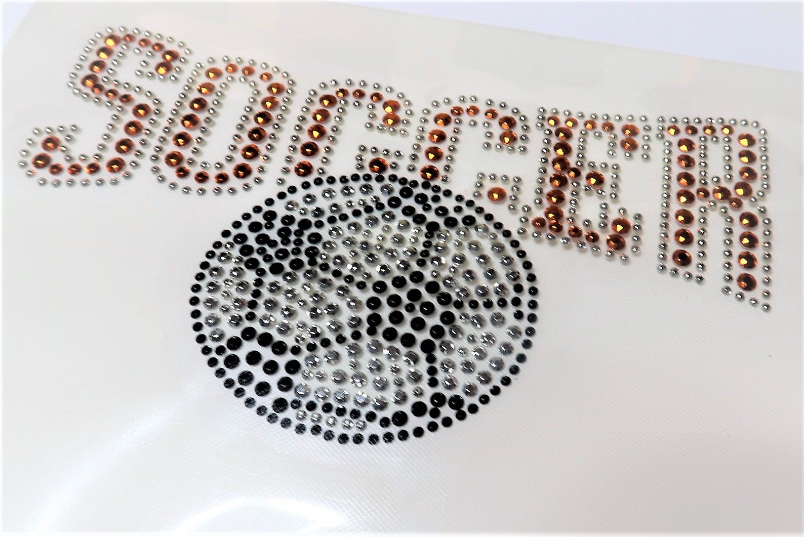 Soccer Ball Hotfix Rhinestones Heat Transfer Iron on Black | Etsy