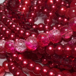 Glass Beads Bulk - Red Round Beads for Jewelry Bracelet Making - Glass ...