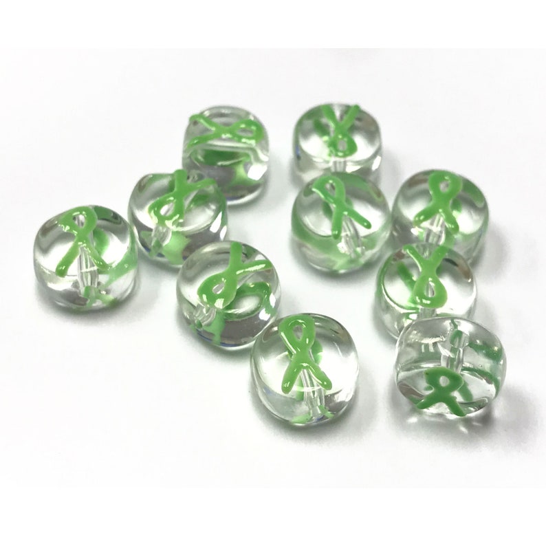 Ribbon Beads, Cancer Awareness Glass Beads for Jewelry Making, DIY ...