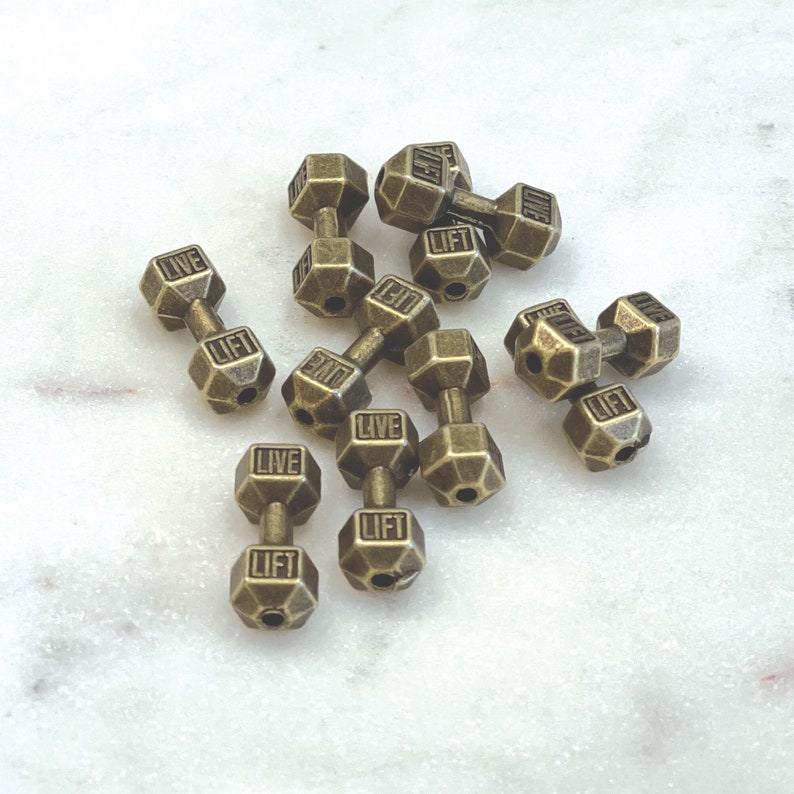 Dumbbell Barbell Charm Beads Fitness Miniature Connector - Etsy