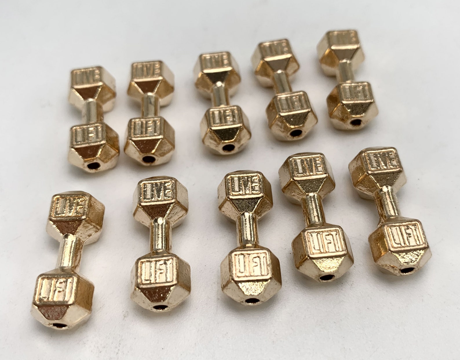 Dumbbell Barbell Charm Beads Fitness Miniature Connector - Etsy