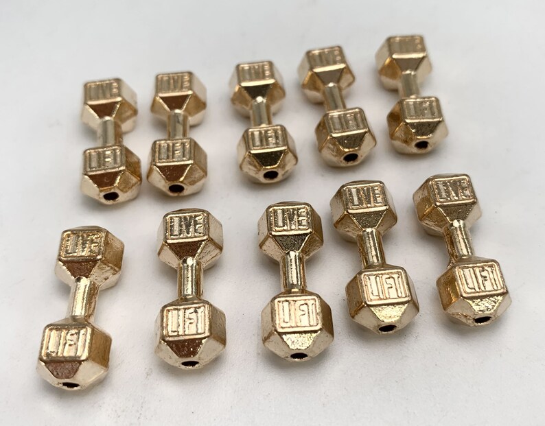 Dumbbell Barbell Charm Beads Fitness Miniature Connector - Etsy