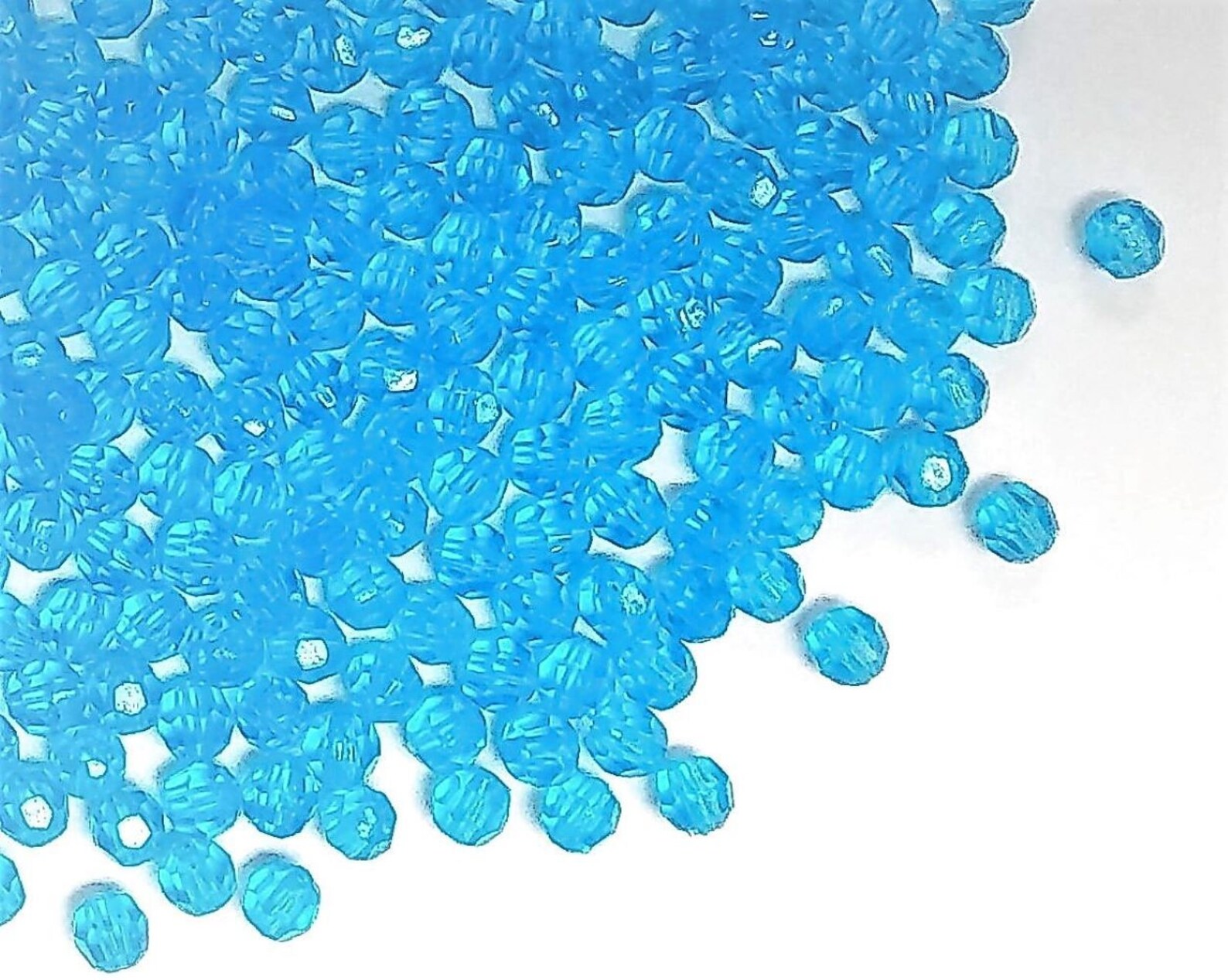 Beads for Jewelry Making - Aqua Blue Plastic Faceted Round Beads - 6mm ...